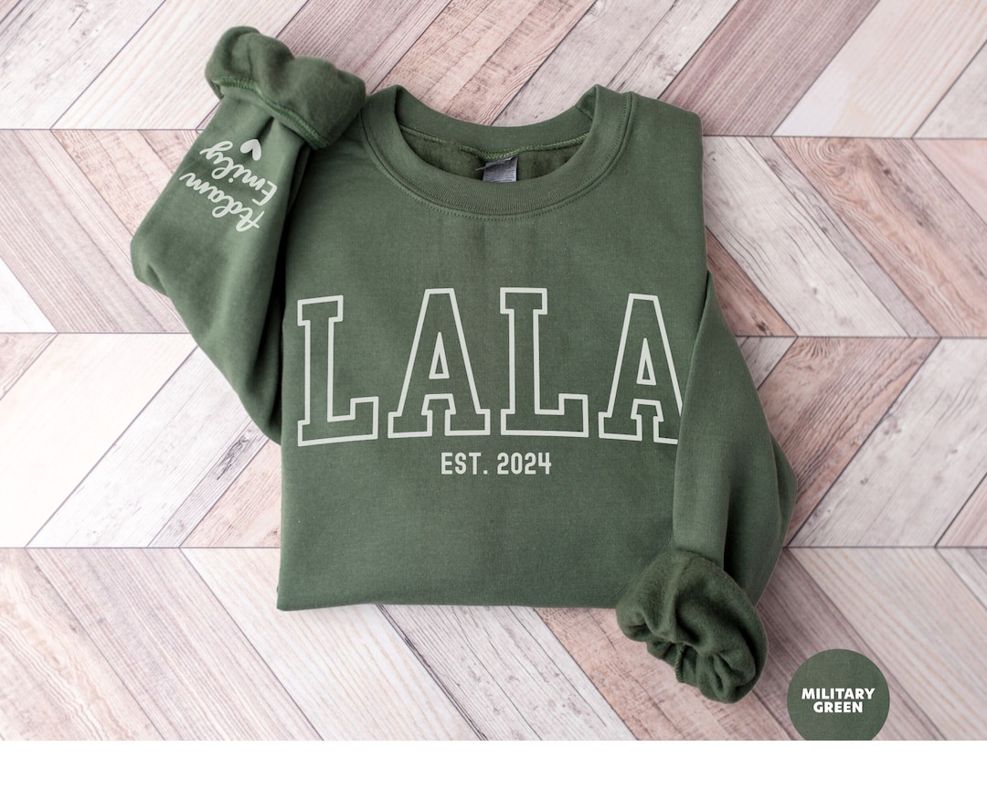 Custom Lala Est Sweatshirt With Kids Names on Sleeve, Personalized Lala ...