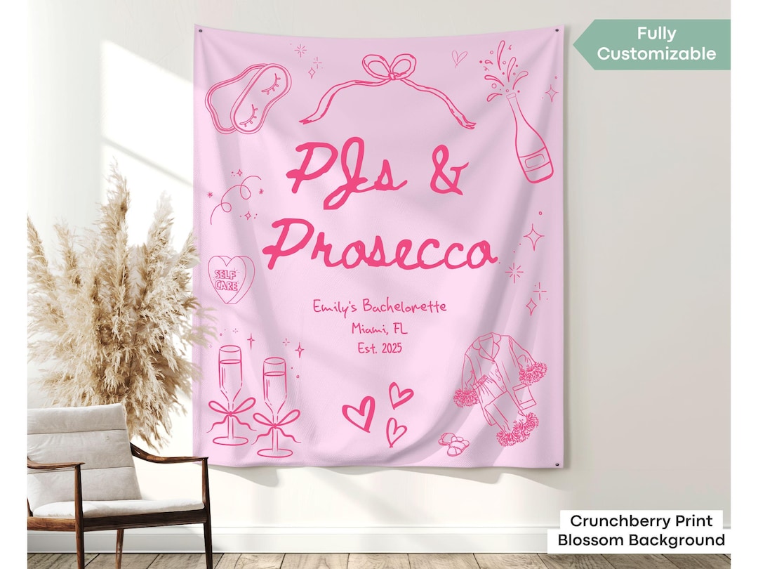 Pjs and Prosecco Bachelorette Party Banner Decor Custom Pajamas Bach ...