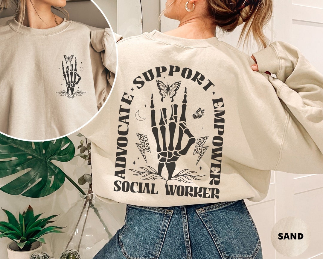 Social Worker Sweatshirt Rock Skeleton Hand Student Graduation Gift for ...