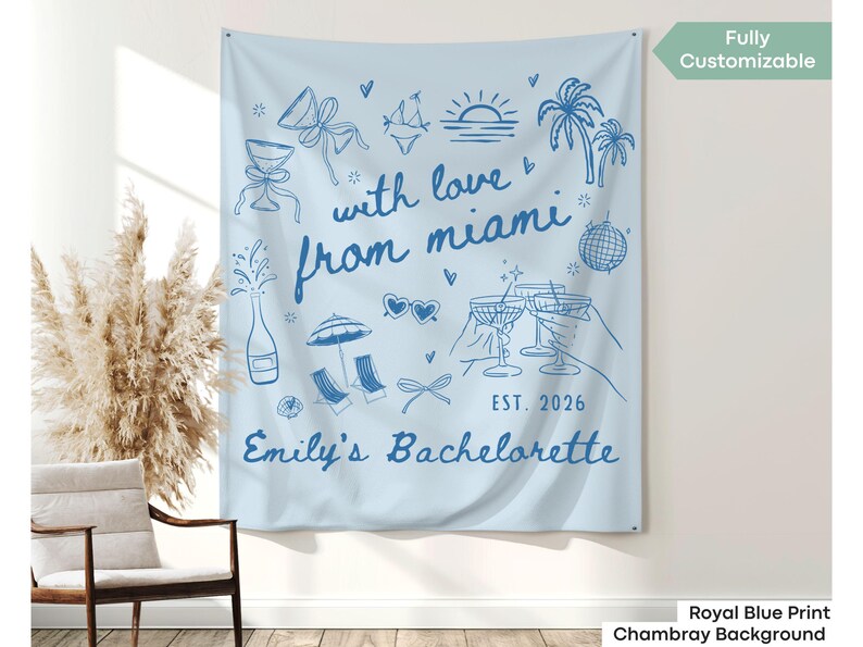 With Love From Miami Bachelorette Banner Decor, Personalized Miami ...
