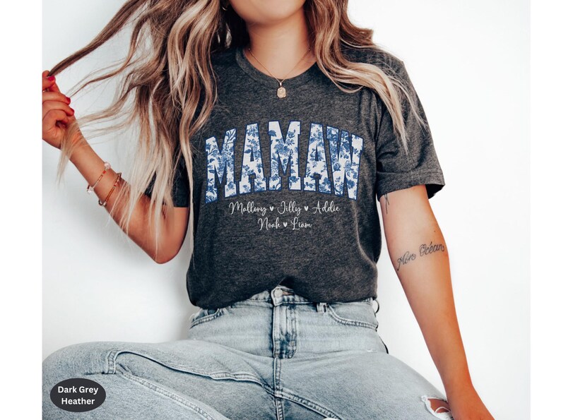 Blue Floral Mamaw Sweatshirt With Personalized Grandkids Names, Custom ...