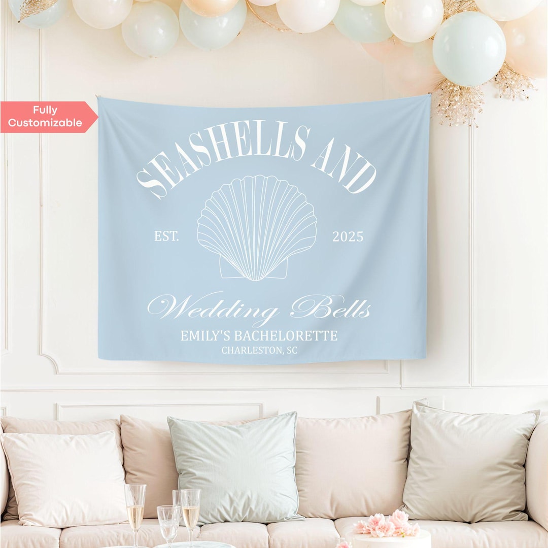 Personalized Seashells and Wedding Bells Bachelorette Party Banner ...
