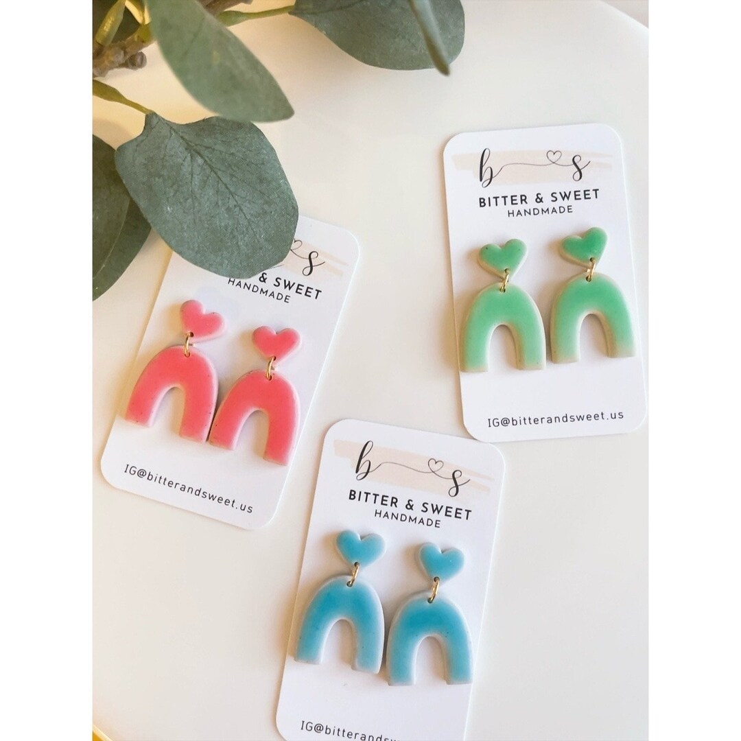 Faux Tile Texture Heart Dangle / Handmade Earring/ Gift for Her - Etsy