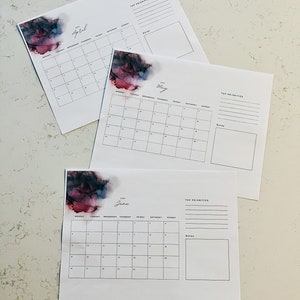 2023 Printable Watercolor Calendar , Pink/purple Watercolor Printable ...