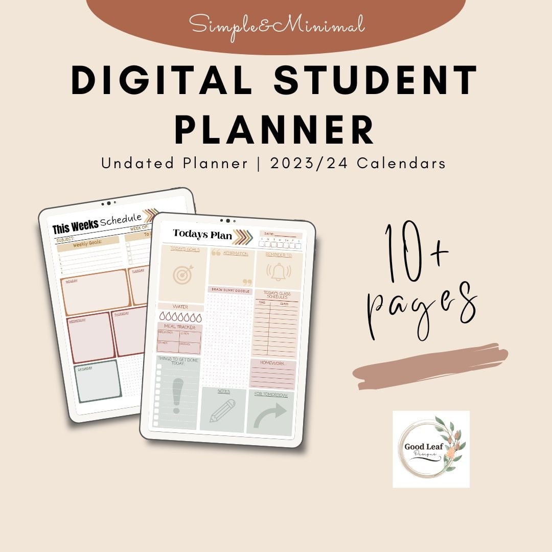 Digital Student Planner, 2023-2024 Calendar , High School/ College ...