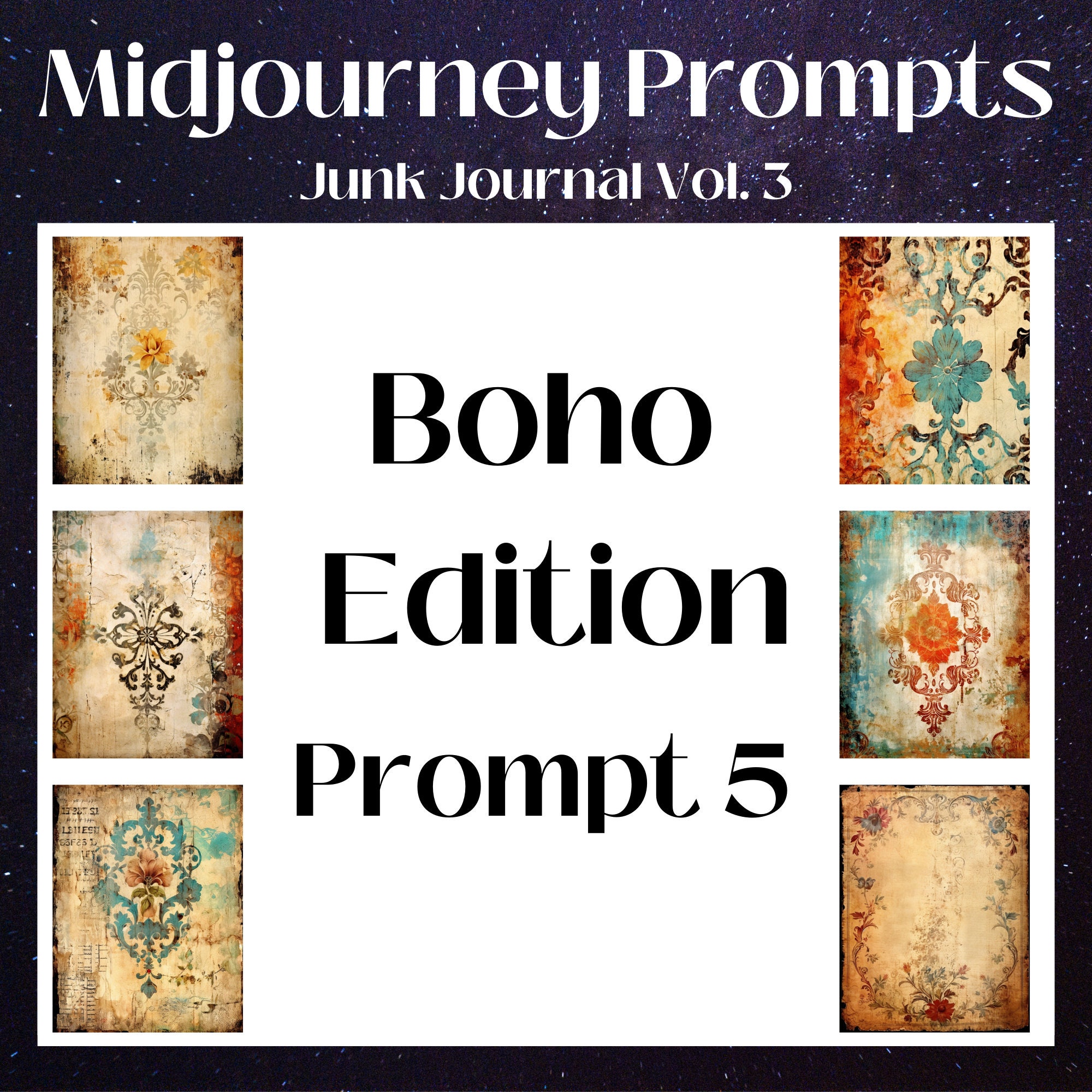 Midjourney Prompts, Junk Journal-boho Edition Vol 3, Ai Guide, Ephemera ...