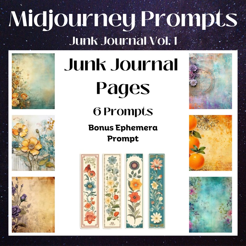 Midjourney Prompts Junk Journal Pages, Ai Guide, Ephemera Prompts ...