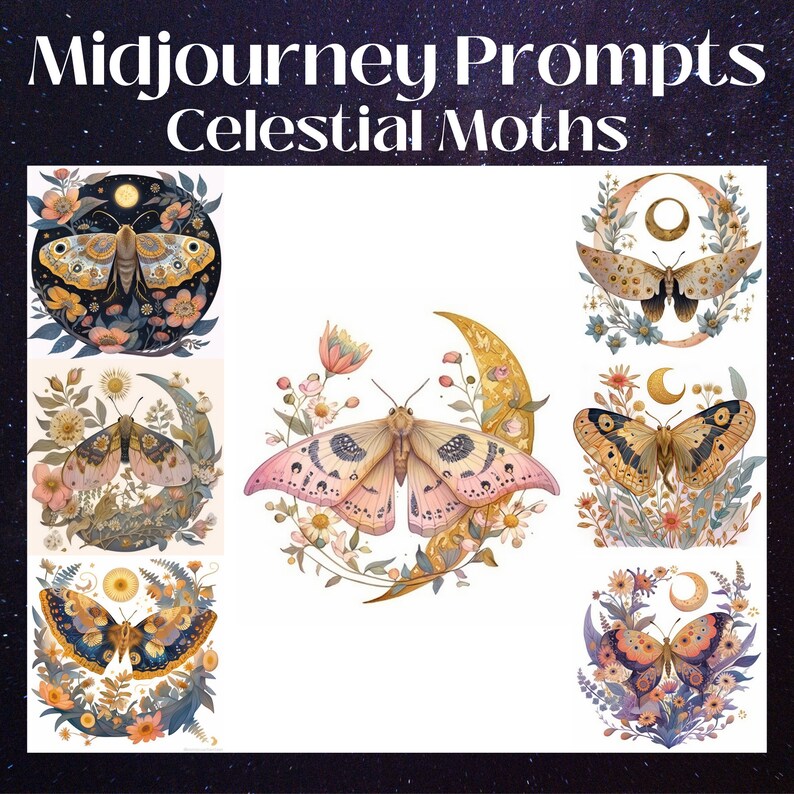 Prompt for Celestial Moth Clipart, AI Art Prompt, Moth Generated Art ...