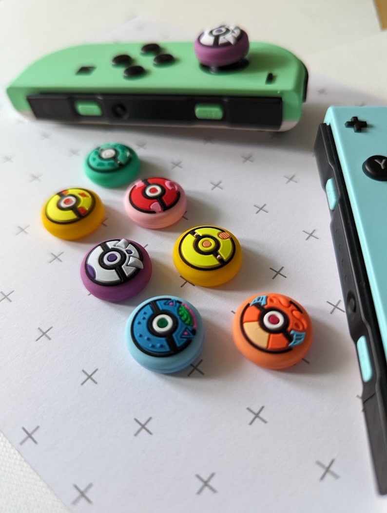 Cute Pokemon Pokeball Inspired Switch Thumb Grip Joycon Joystick Caps ...