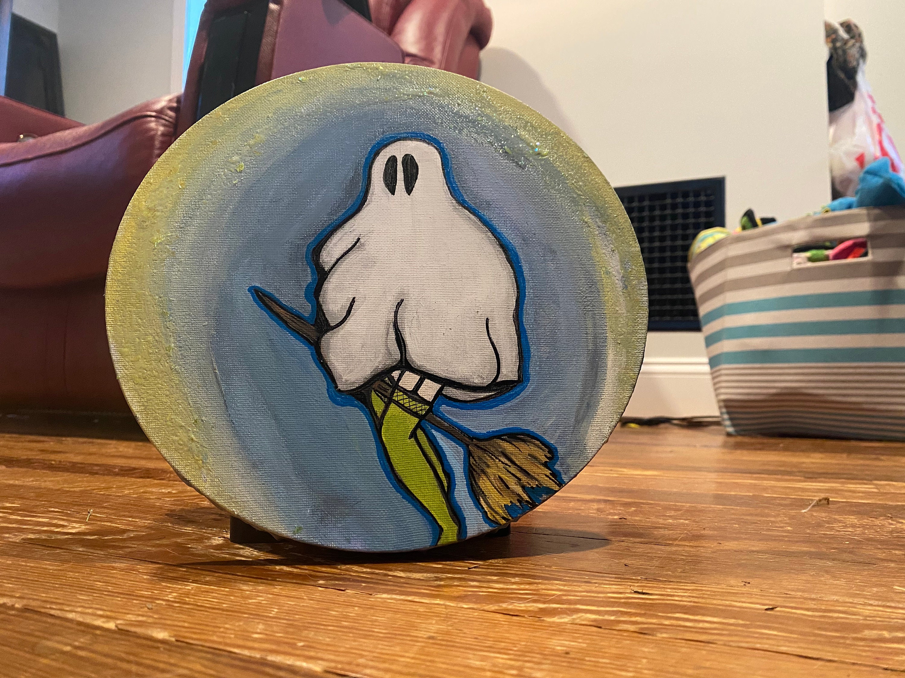 Ghost Pinup 10 Circle Canvas Painting - Etsy