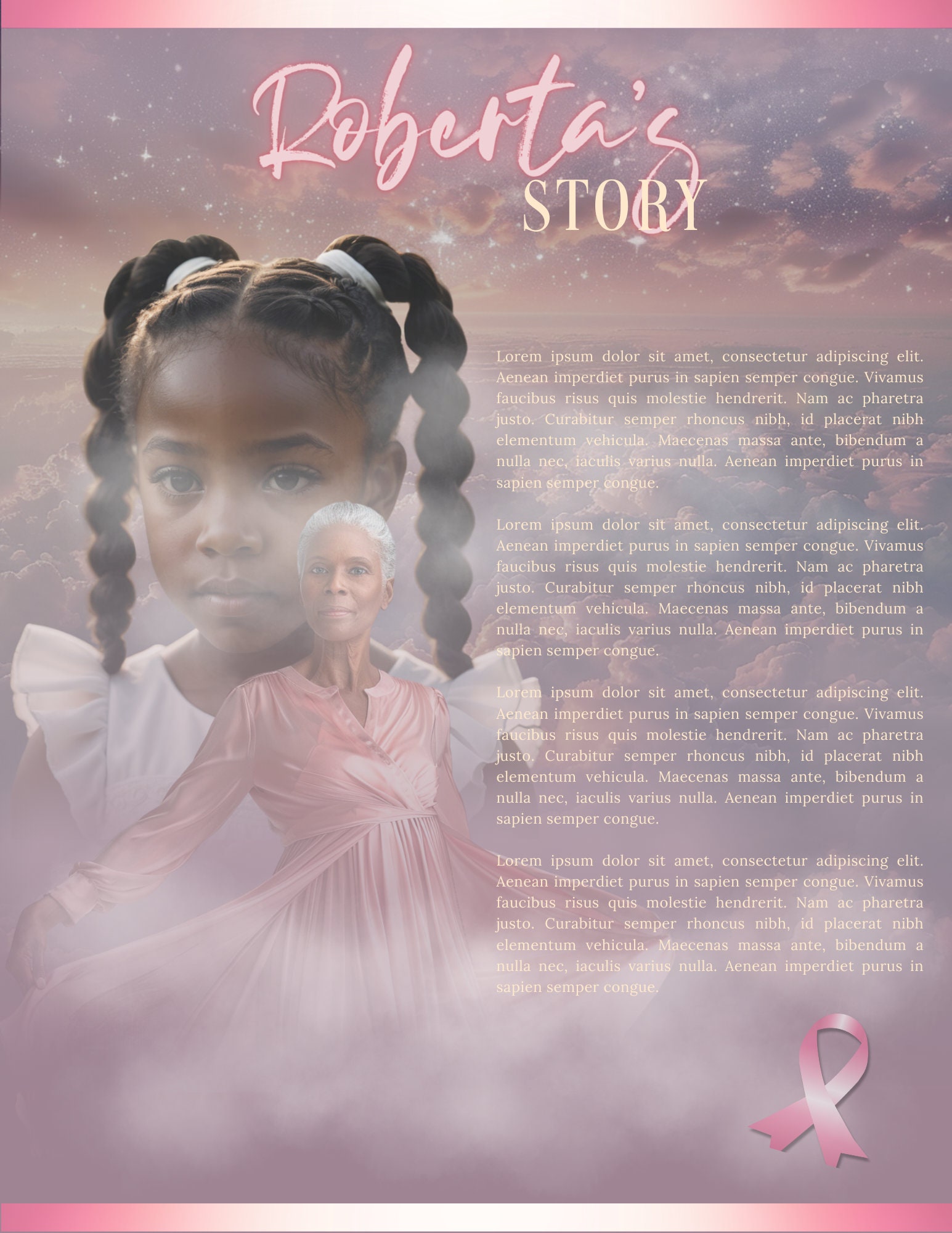 Breast Cancer | 11 X 17 | Bifold| Template| Obituary | Funeral ...