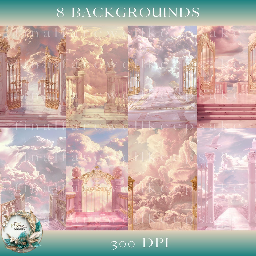 8 Heavenly Pink Background Bundle | Digital Images | Clouds | Obituary ...