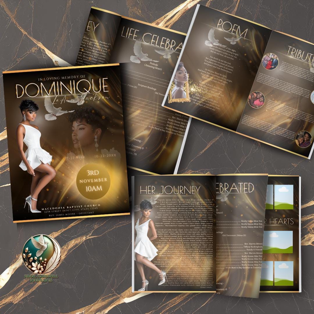 Elegant Obituary Program | Bifold| Template| Obituary | Funeral ...