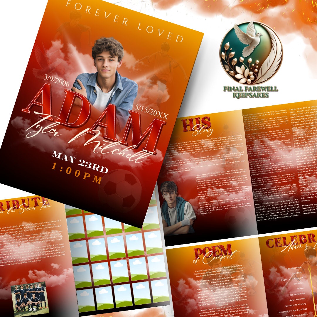 Sunset Elegant Obituary Program | 11 X 17 | Bifold| Template| Obituary ...