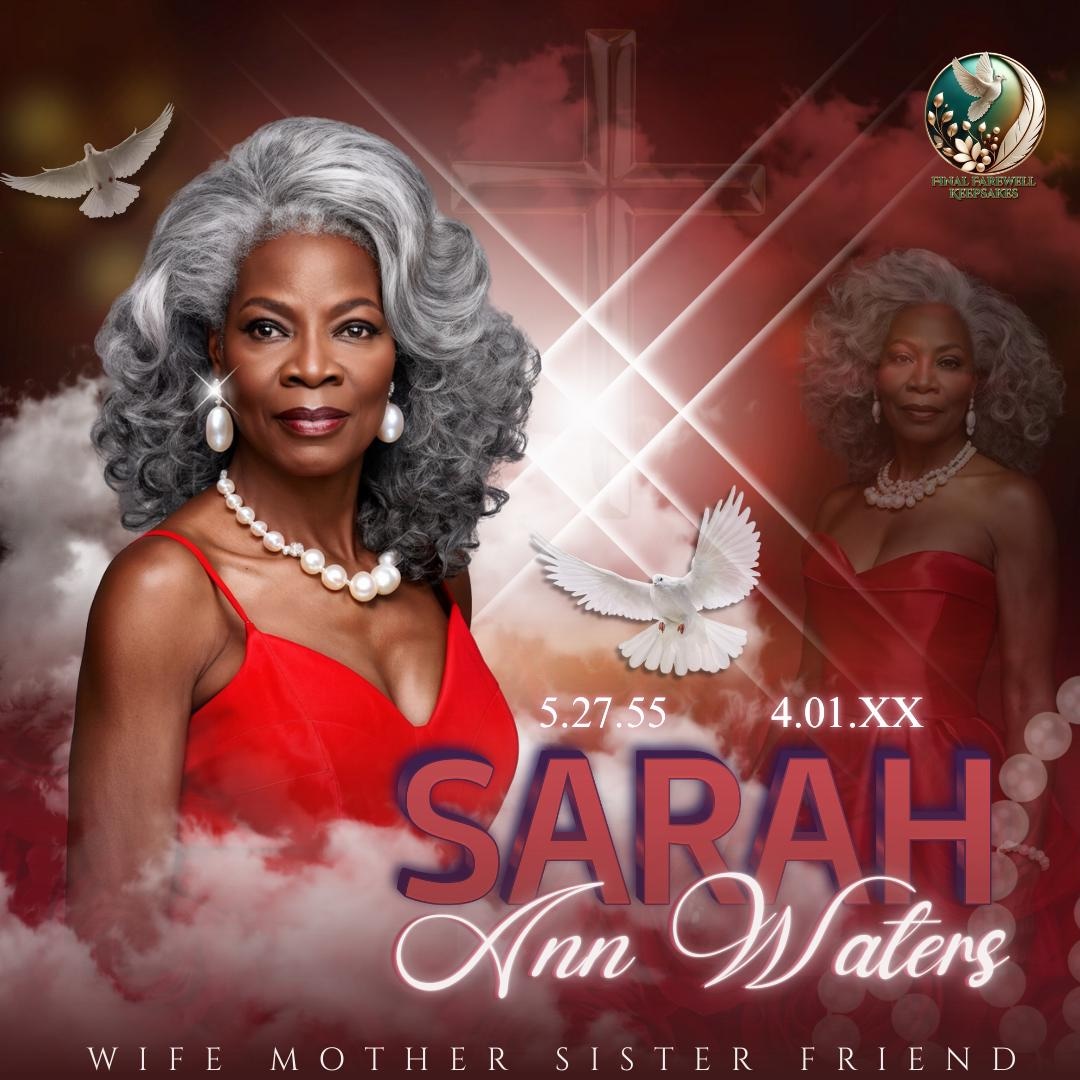 Sarah Death Announcement | 1080x 1080| | Template| Obituary | Funeral ...