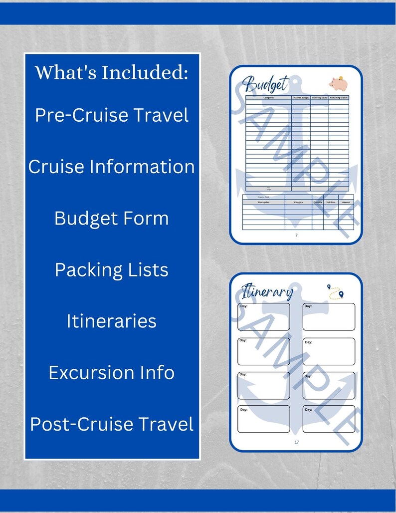Cruise Planner- Printable Download Cruise Planner- Travel, Itineraries ...