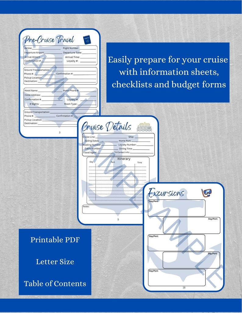 Cruise Planner- Printable Download Cruise Planner- Travel, Itineraries ...