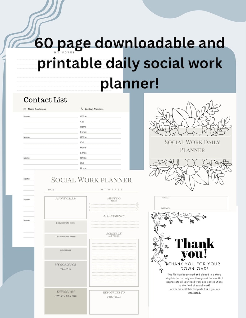 Downloadable, Printable, and Editable 60 Page Planner for Social ...