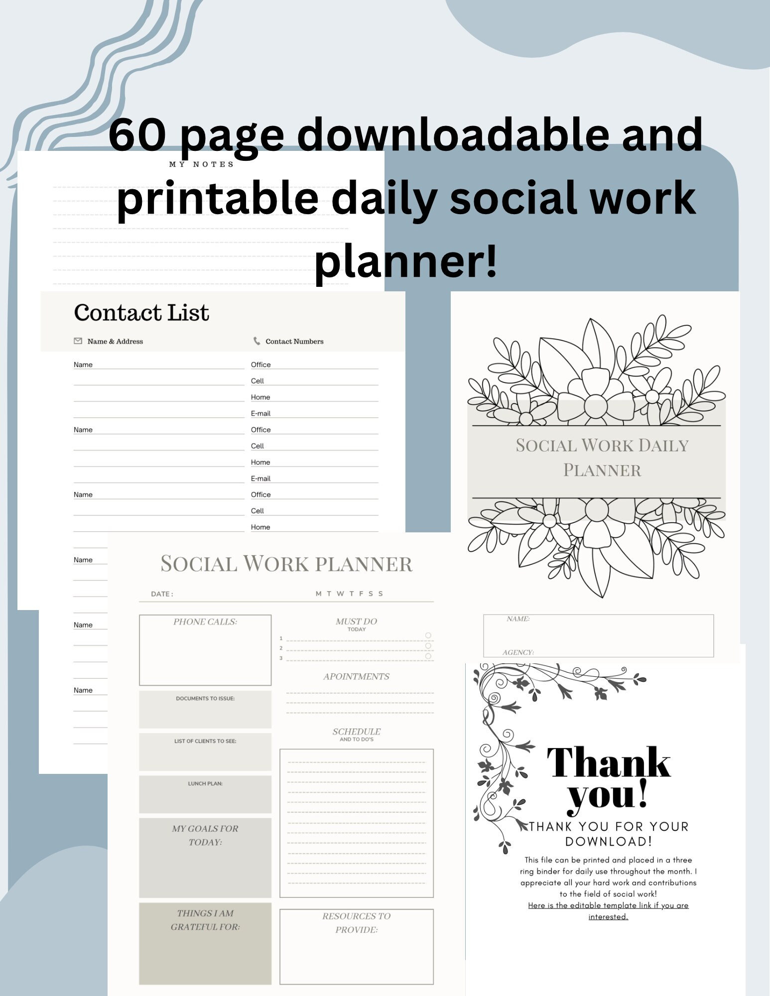 Downloadable, Printable, and Editable 60 Page Planner for Social ...