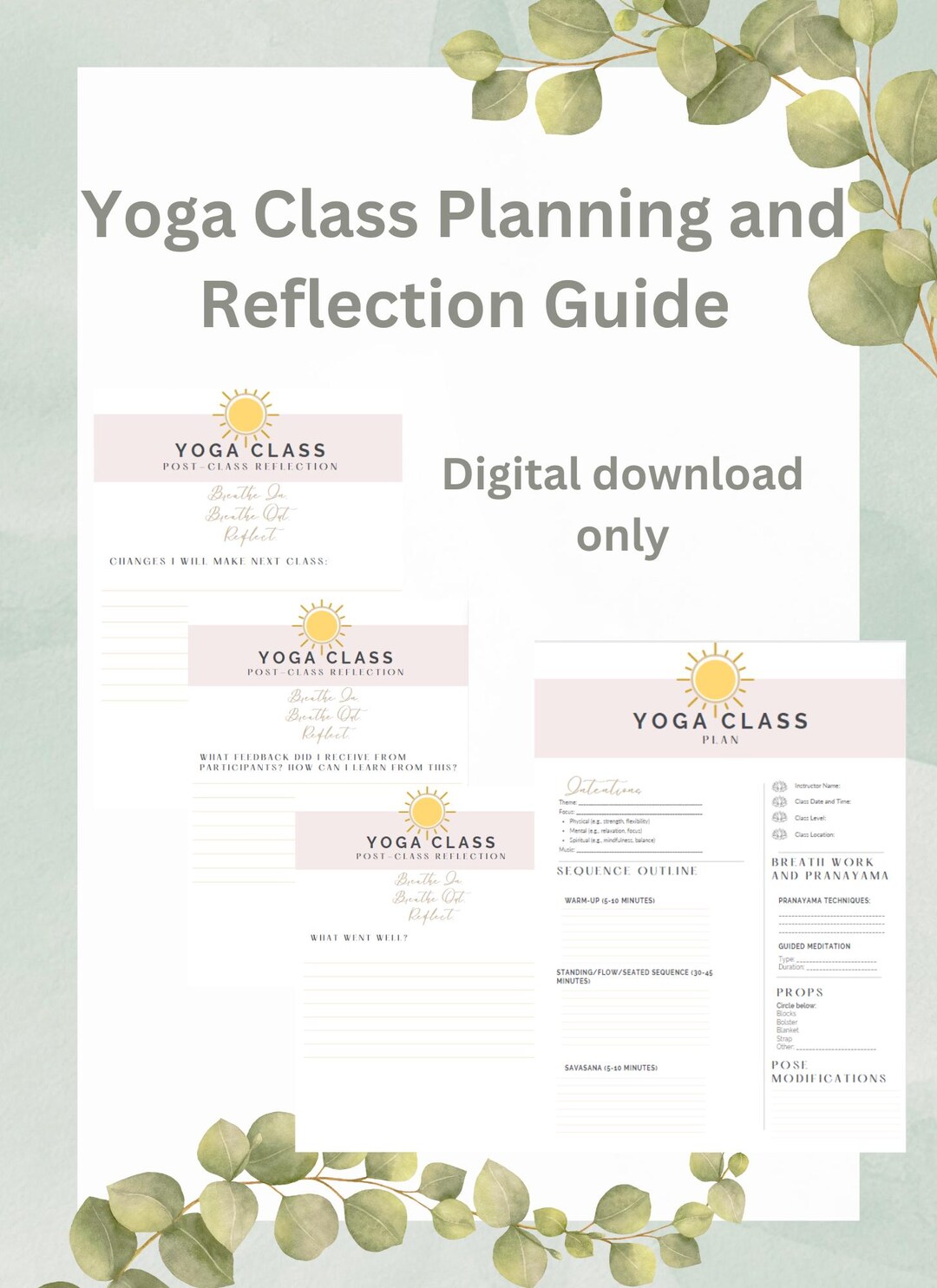 Downloadable Yoga Class Structure Guide and Reflections for Yoga ...