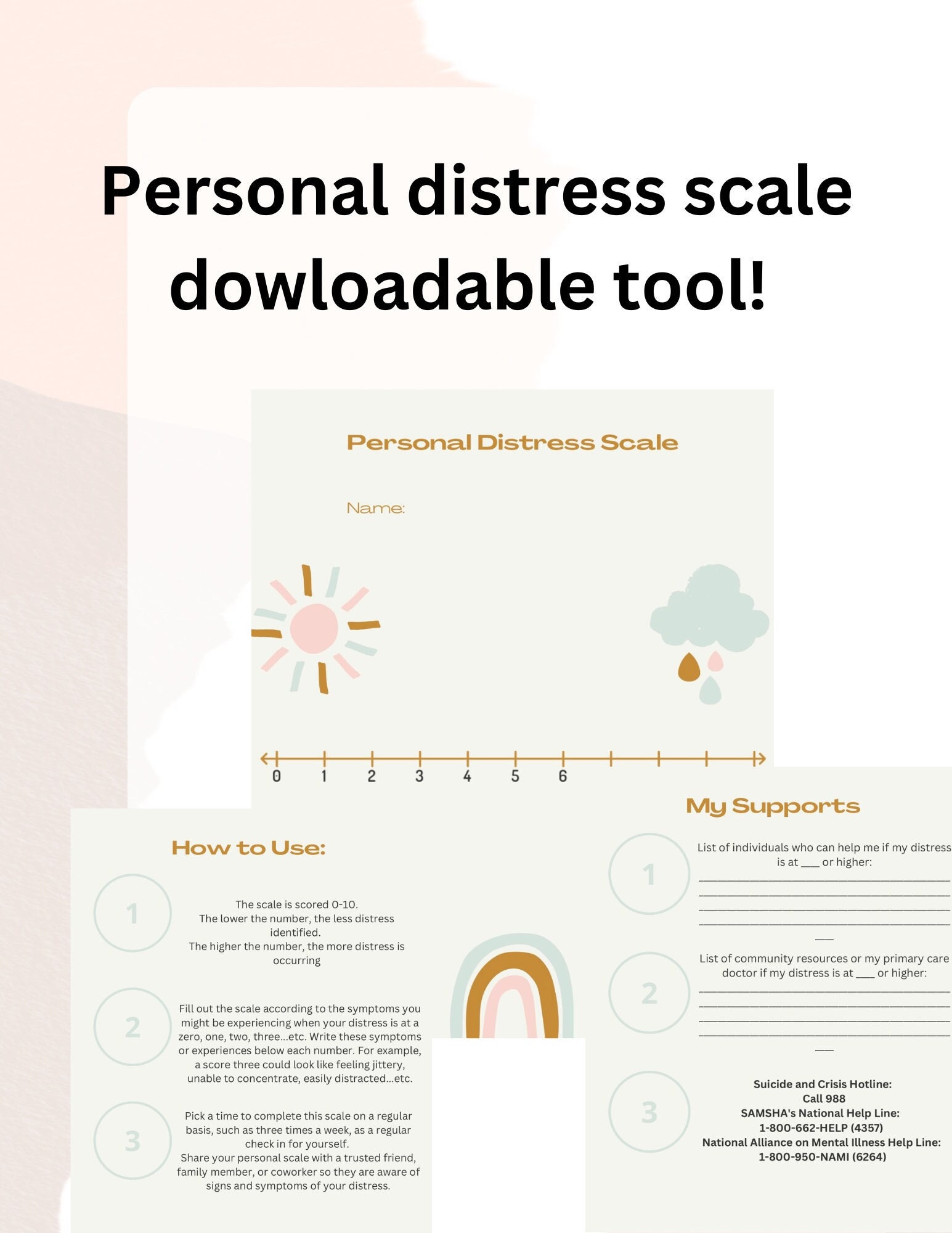 Mental Health Scale Tool for Personal Use, Social Work, Therapy ...