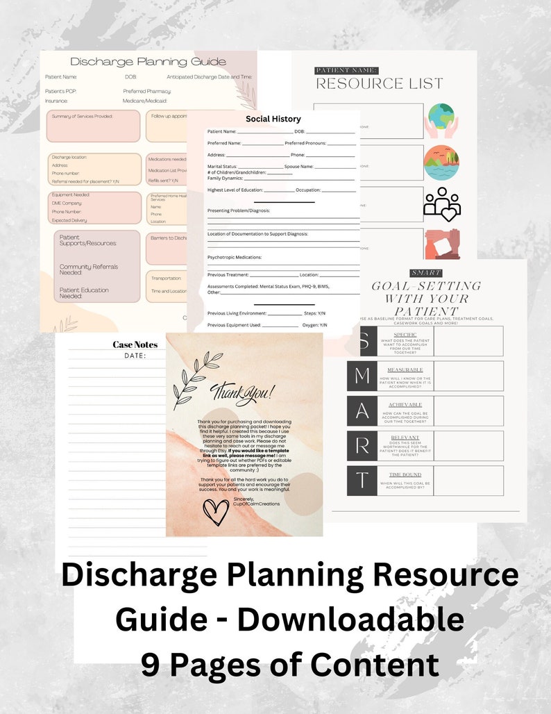 Discharge Planner Guide and Packet, Digital, for Social Work, Mental ...