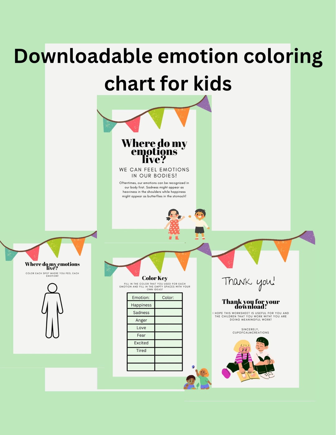 Downloadable Emotion Coloring Page and Chart for Kids, Teachers, Social ...
