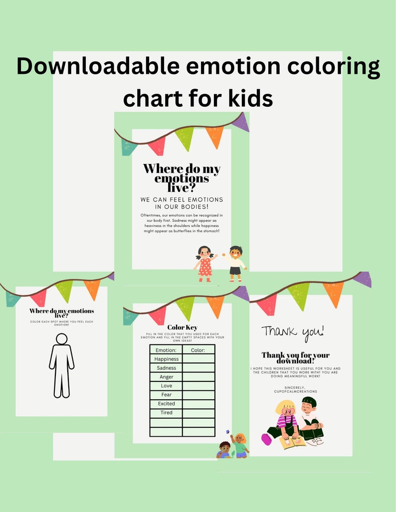 Downloadable Emotion Coloring Page and Chart for Kids, Teachers, Social ...