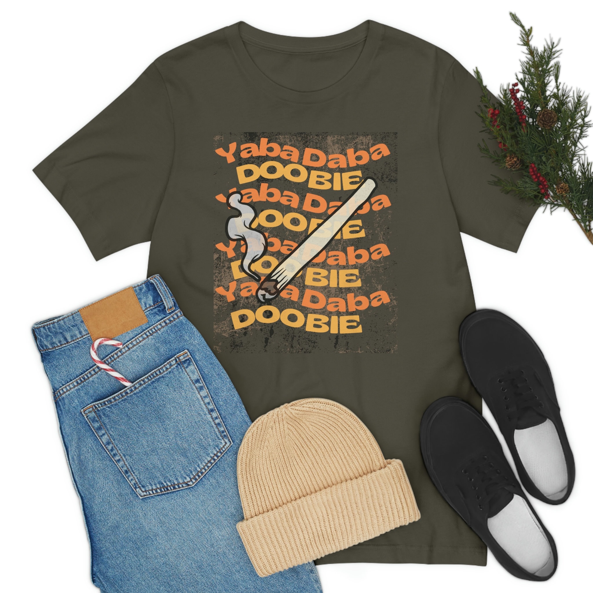 Yaba Daba Doobie T Shirt Retro Weed Smoking Tee Shirt Marijuana Retro ...