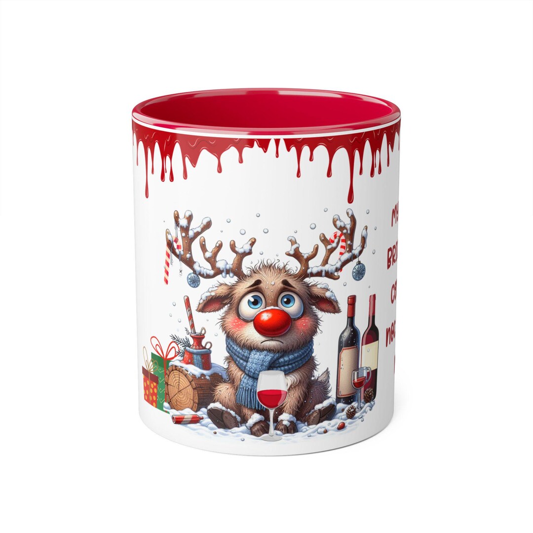 Christmas Rudolph Wine Drinking Coffee Mug, Festive Holiday Mug ...