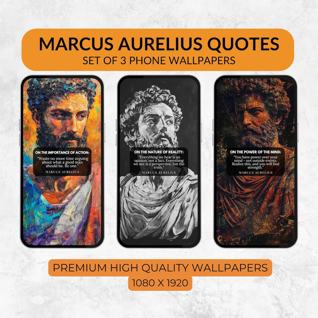 Set of 3 Marcus Aurelius Stoic Quotes, 4K Phone Wallpaper Art ...