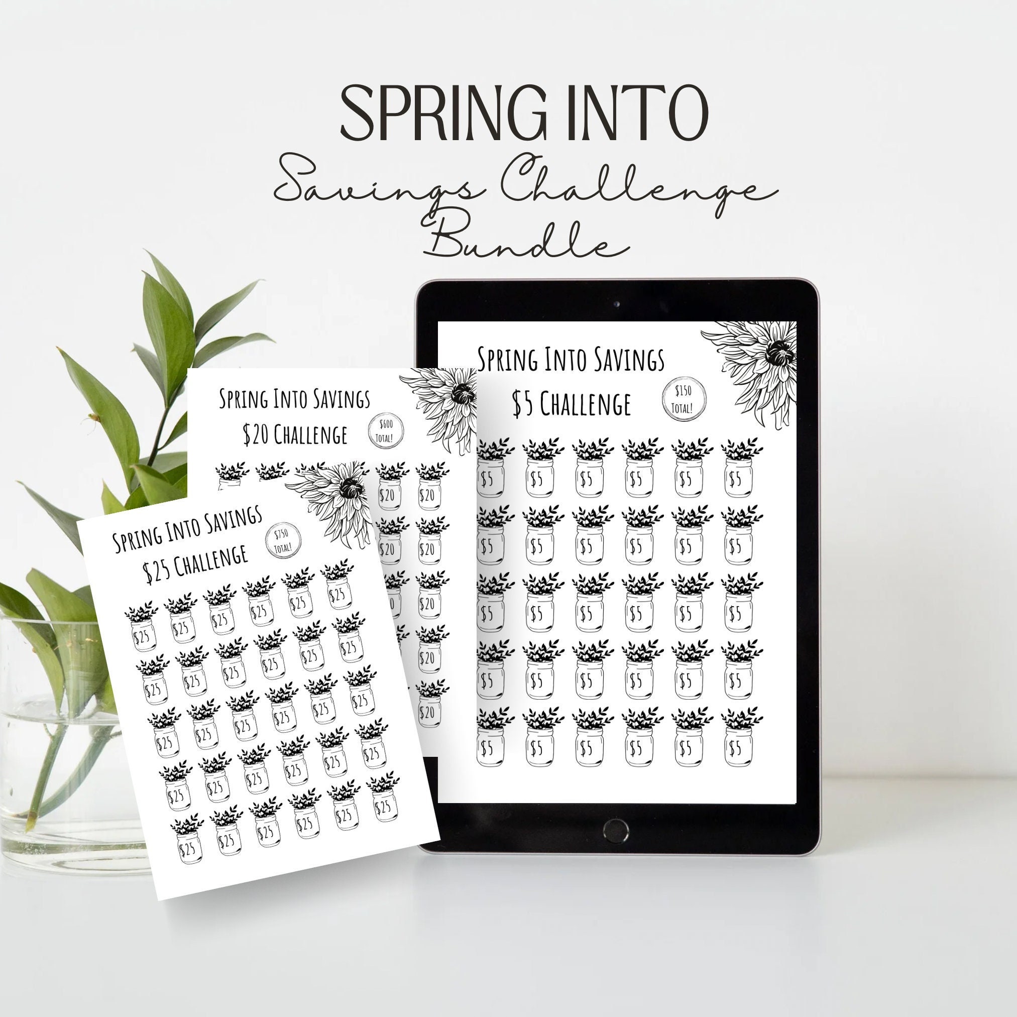 Savings Challenge Printable | Savings Tracker | Spring Printable ...