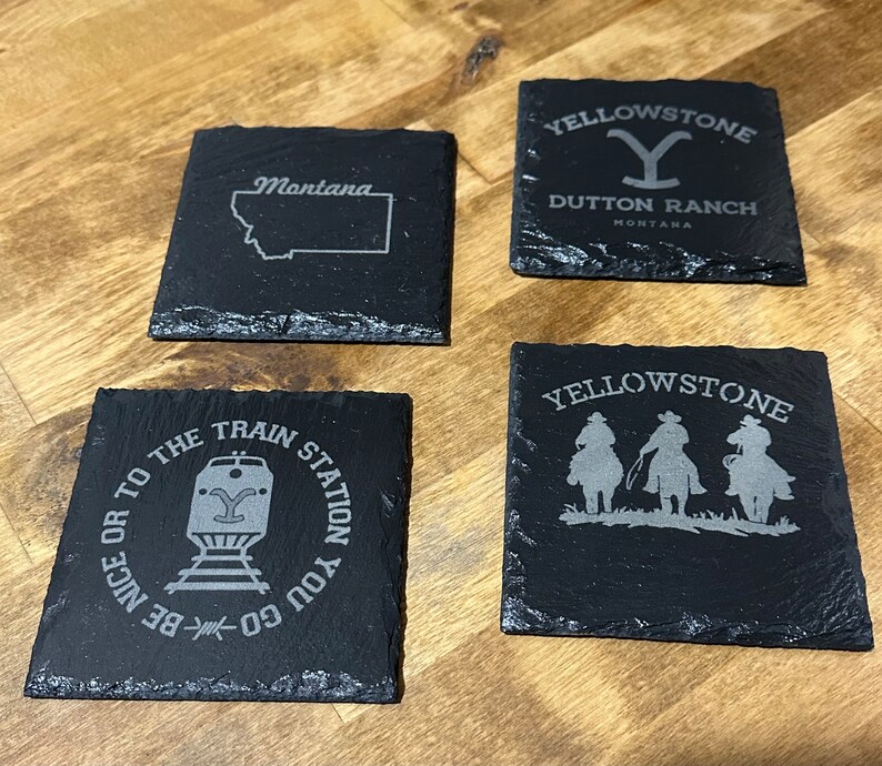 Custom Engraved Slate Coasters - Etsy