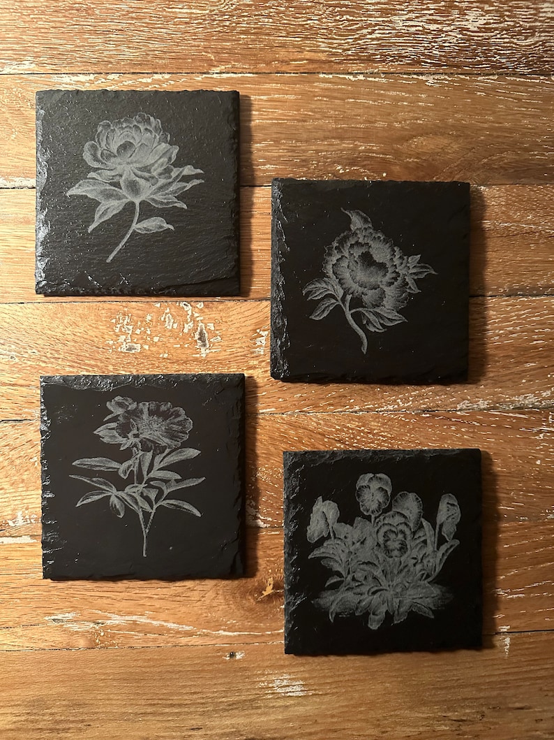 Custom Engraved Slate Coasters - Etsy
