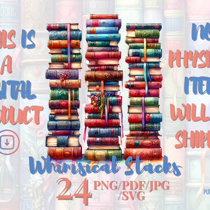 Watercolor Book Stack PNG Clipart Collection | Spring Stacked Books SVG ...