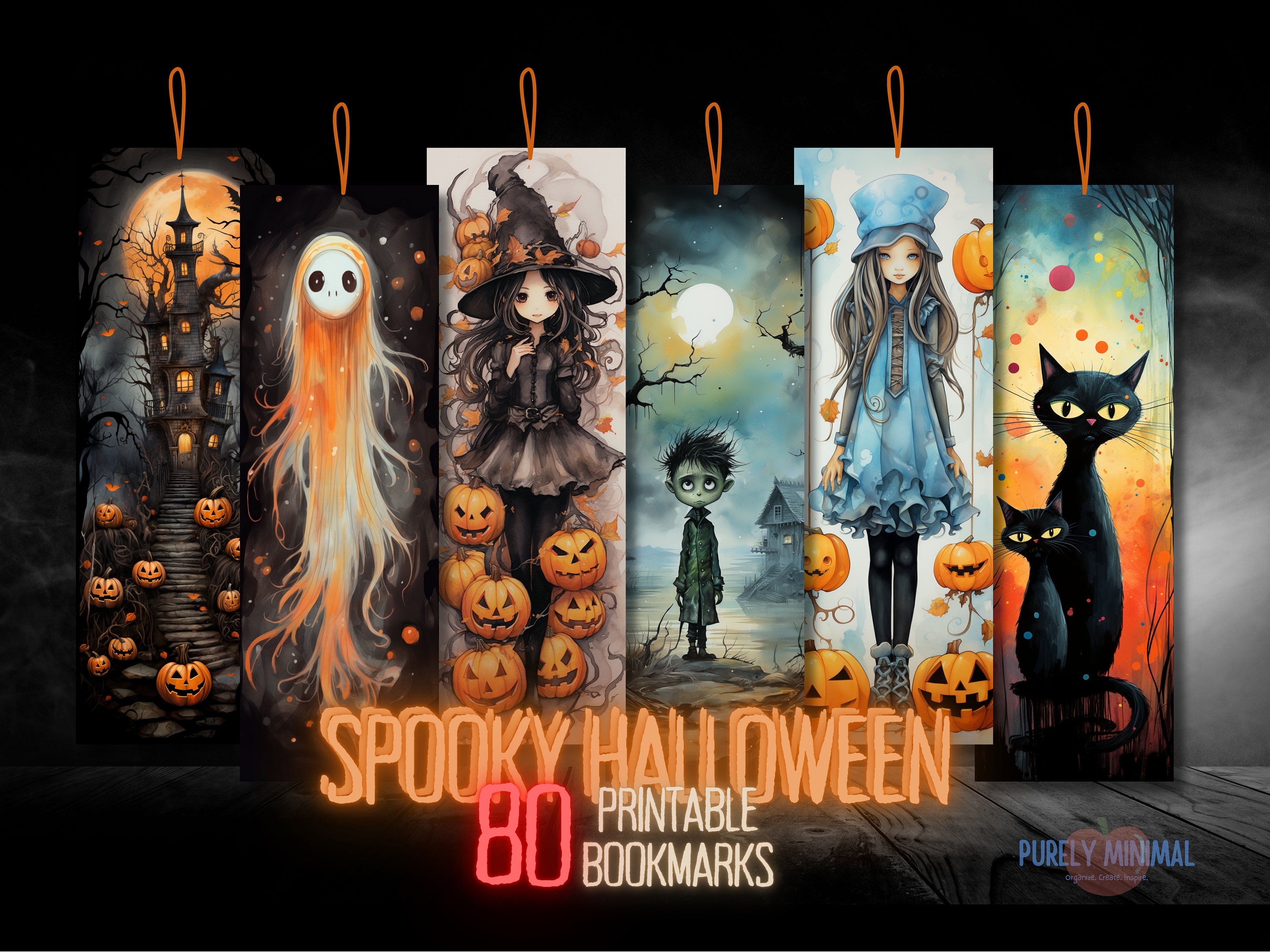 Scary Cute Halloween Printable Bookmark Bundle | Fall Digital Download ...