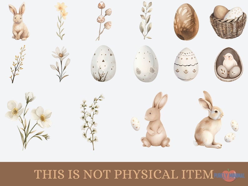 Watercolor Boho Easter Clipart Bundle, Easter Bunny PNG, Easter Egg ...