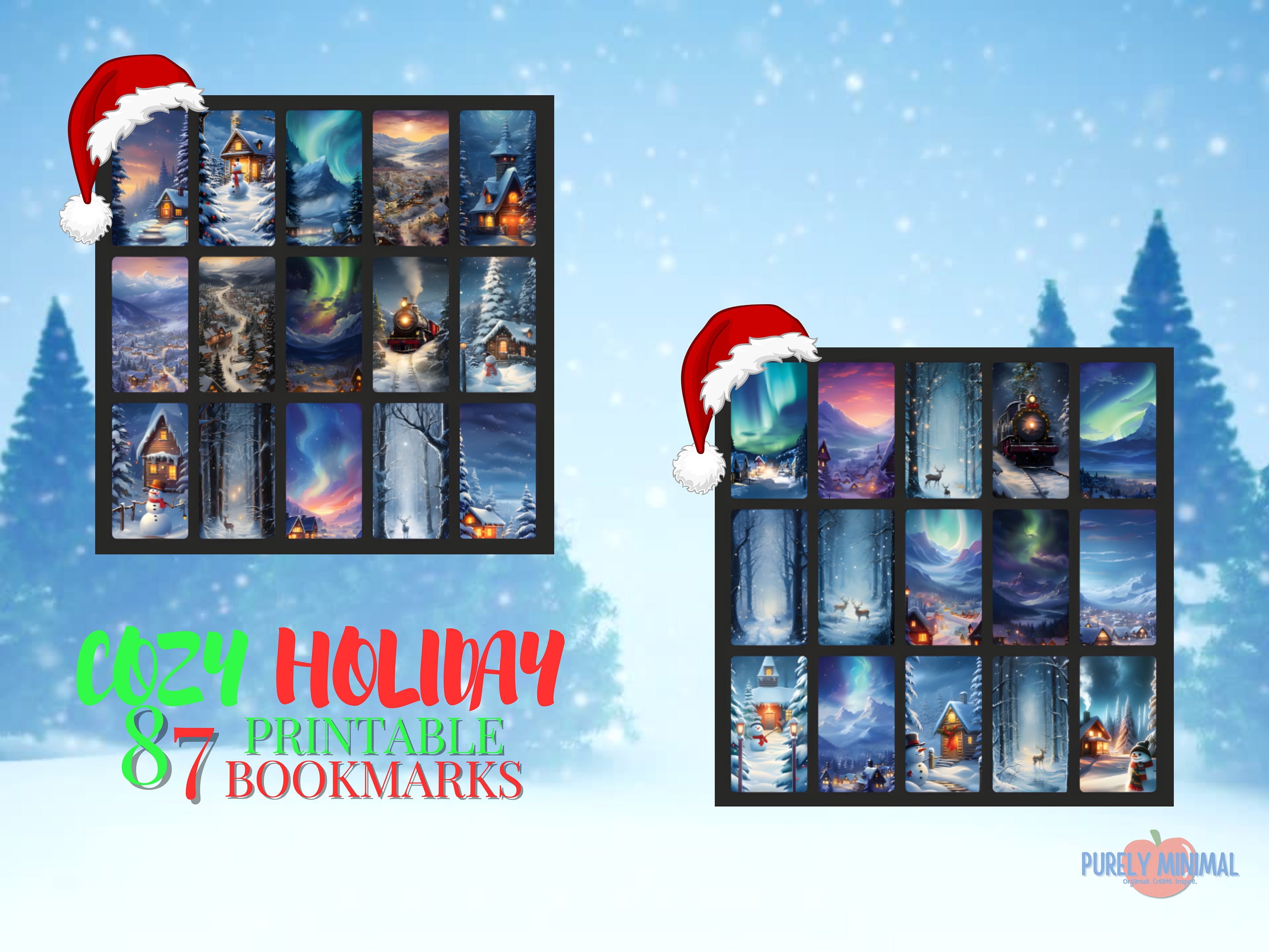 Printable Bookmarks PNG, Cozy Holiday Christmas Bookmark Set, Unique ...