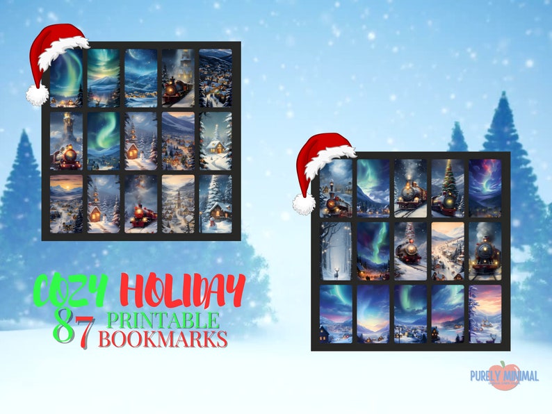 Printable Bookmarks PNG, Cozy Holiday Christmas Bookmark Set, Unique ...