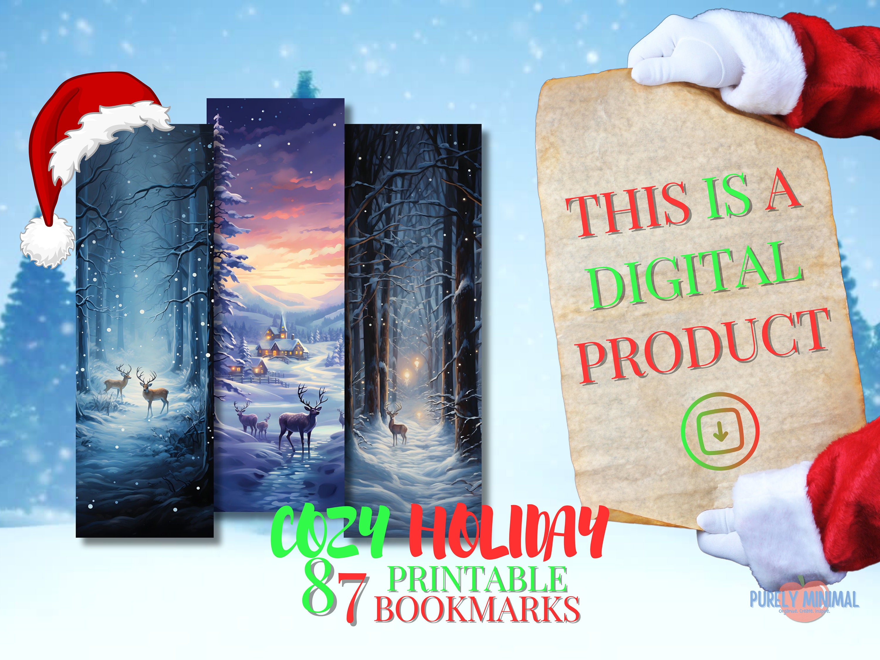 Printable Bookmarks PNG, Cozy Holiday Christmas Bookmark Set, Unique ...