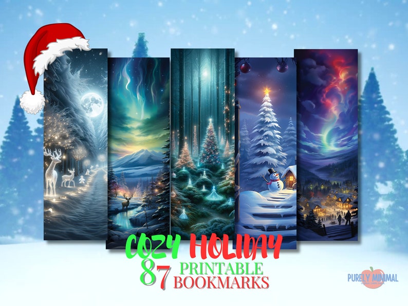 Printable Bookmarks PNG, Cozy Holiday Christmas Bookmark Set, Unique ...