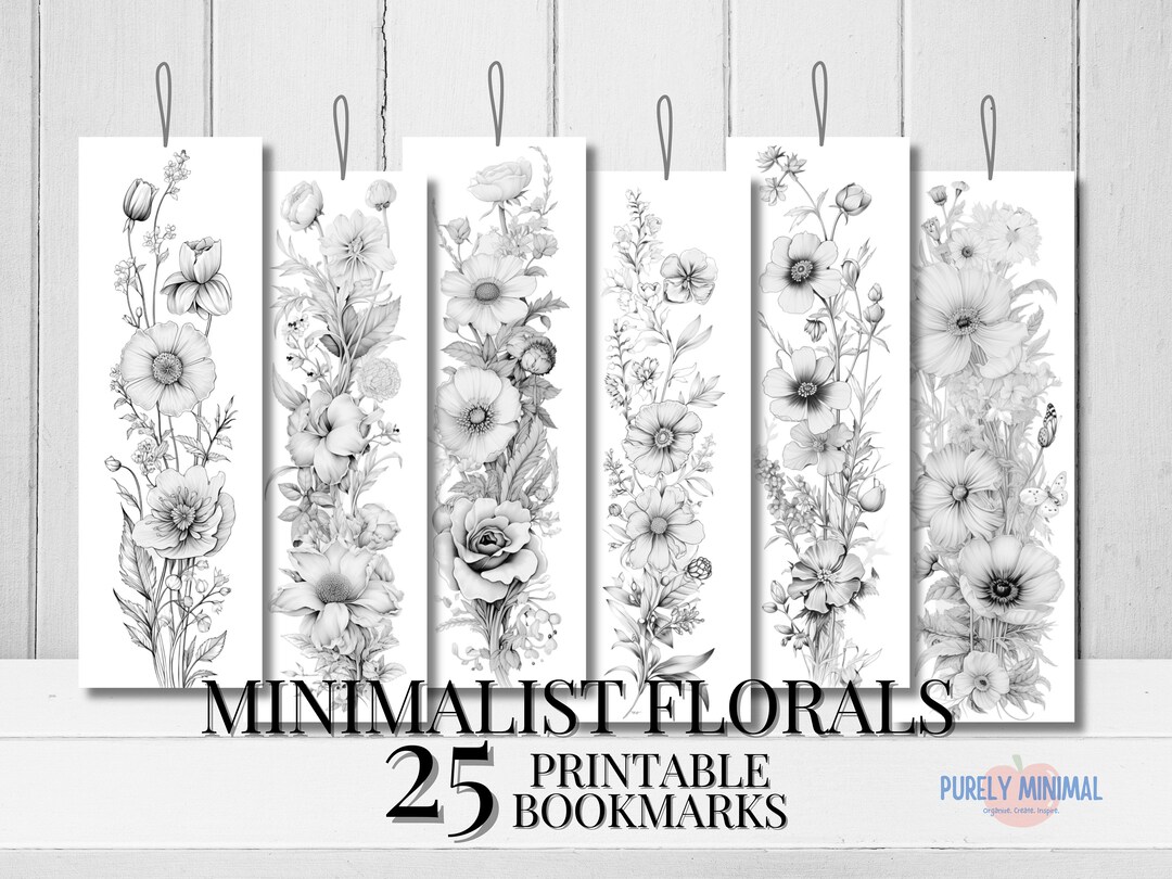 Floral Printable Bookmarks Literary Gifts | Unique Botanical PNG ...