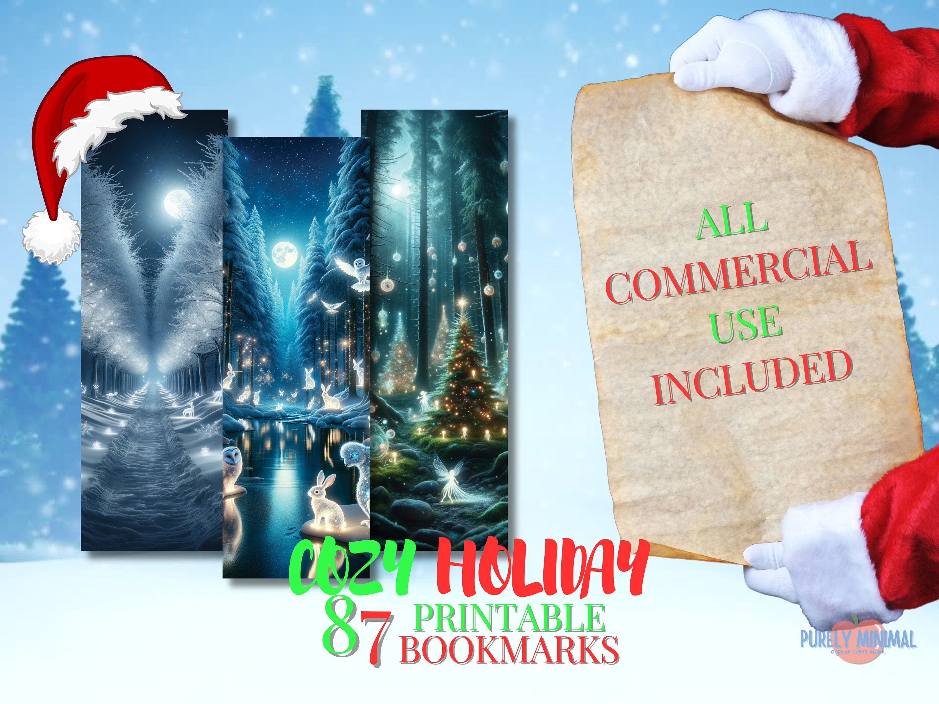 Printable Bookmarks PNG, Cozy Holiday Christmas Bookmark Set, Unique ...