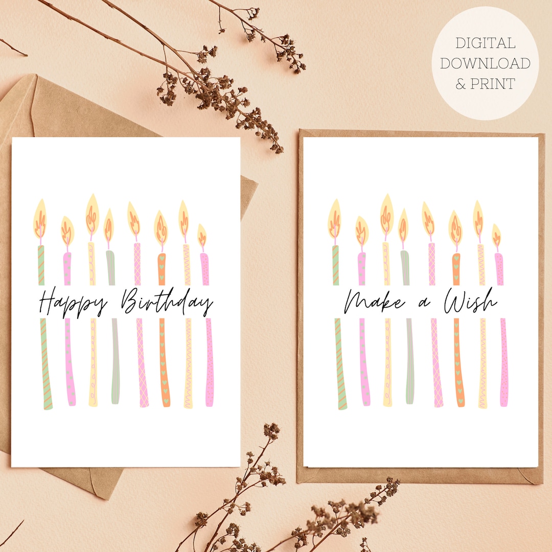 Happy Birthday Candles Greeting Card Bundle Set of 2 - Etsy