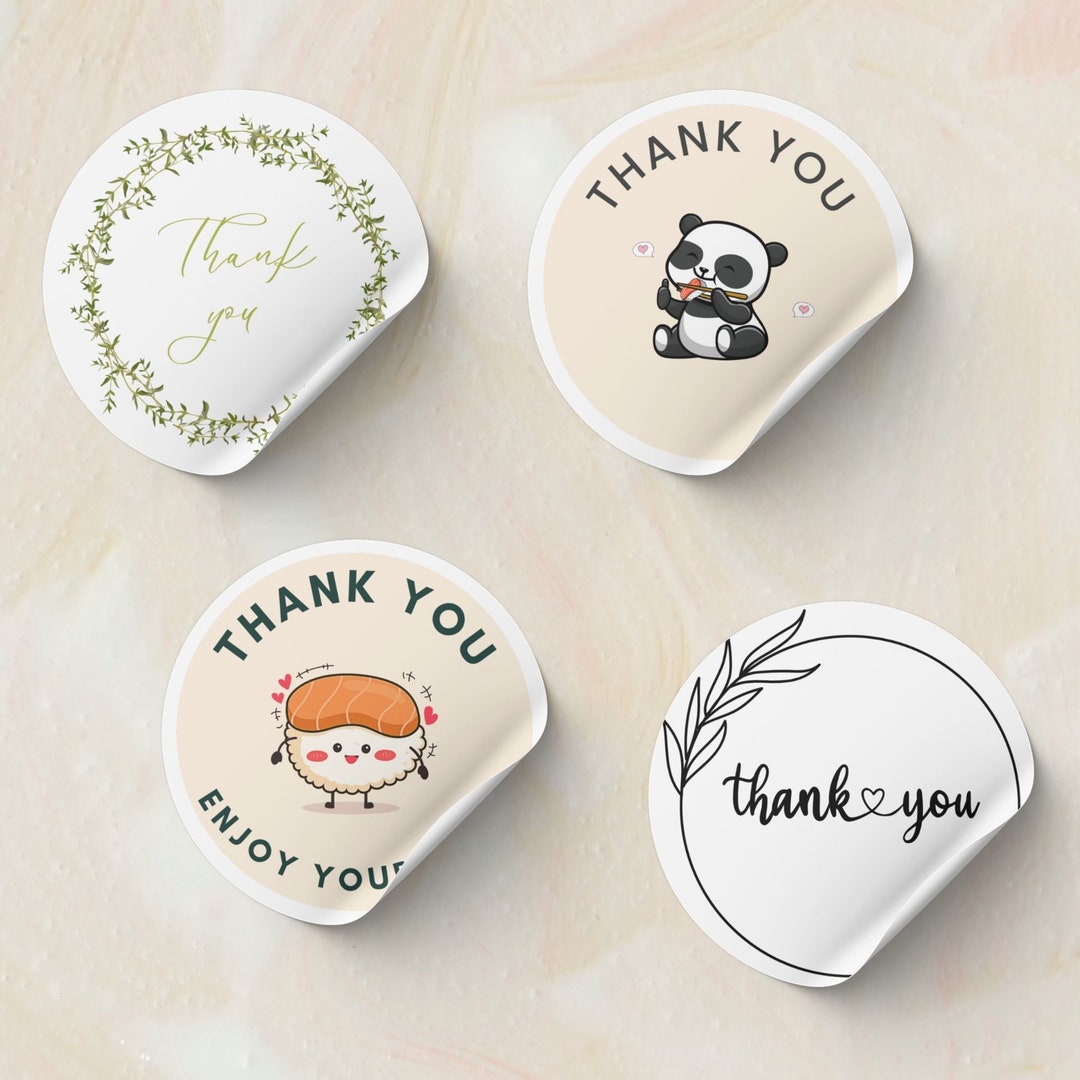 Modern Round Thank You Stickers Instant Downloadable - Etsy