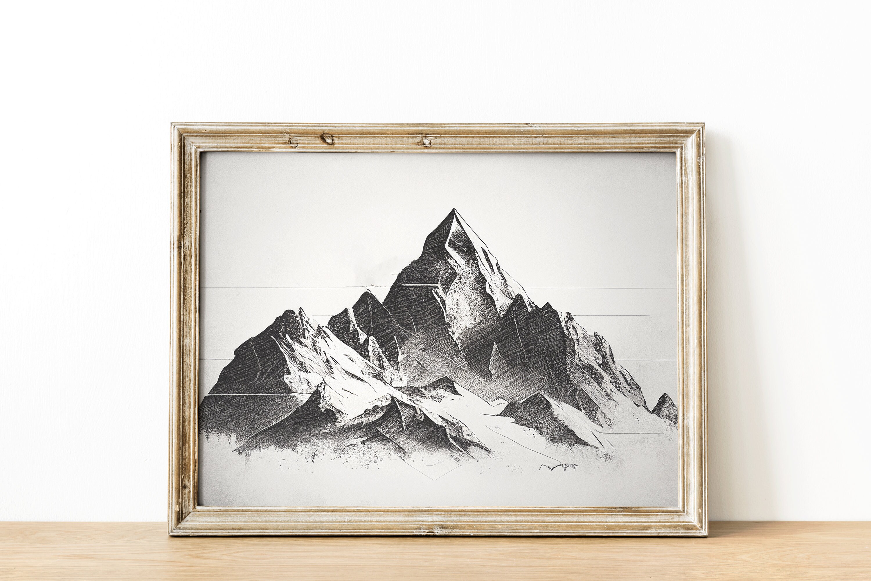 Antique Mountain Sketch Vintage Neutral Wall Art PRINTABLE Digital ...