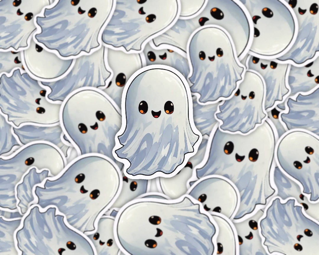 Cute Kawaii Halloween Spooky Ghost Sticker Waterproof Water Bottle ...