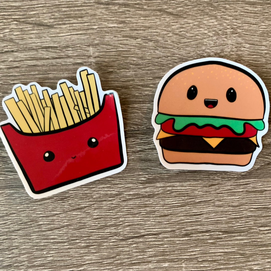 Cute Burger and Fries Silly Funny Fast Food Cartoon Sticker - Etsy