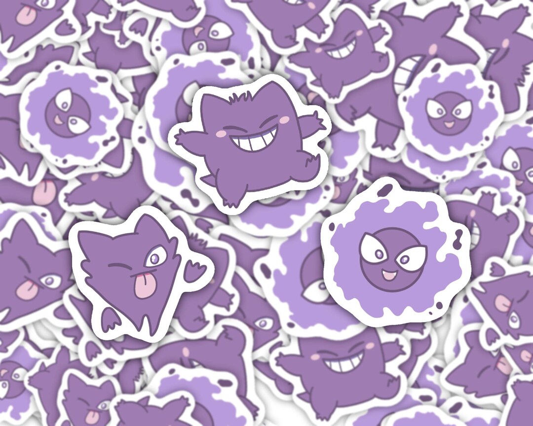 Cute Kawaii Gastly Haunter Gengar Bundle Ghost Pokémon Spooky Sticker ...