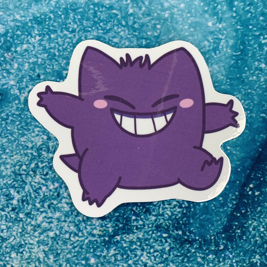 Cute Kawaii Gengar Ghost Pokémon Spooky Sticker Water Bottle Laptop PC ...